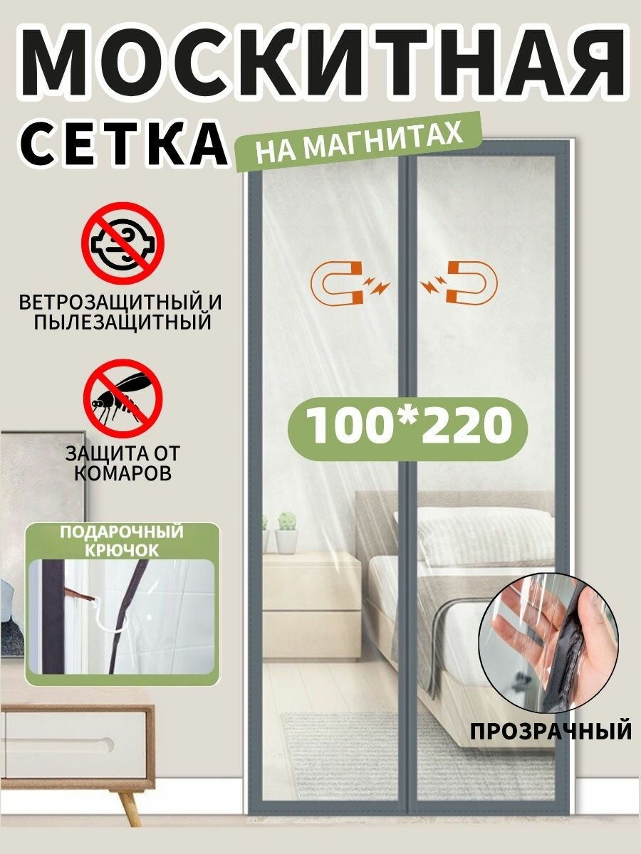 Прозрачные изоляционные дверные шторы, Штора прозрачная ветрозащитная на дверь на магните