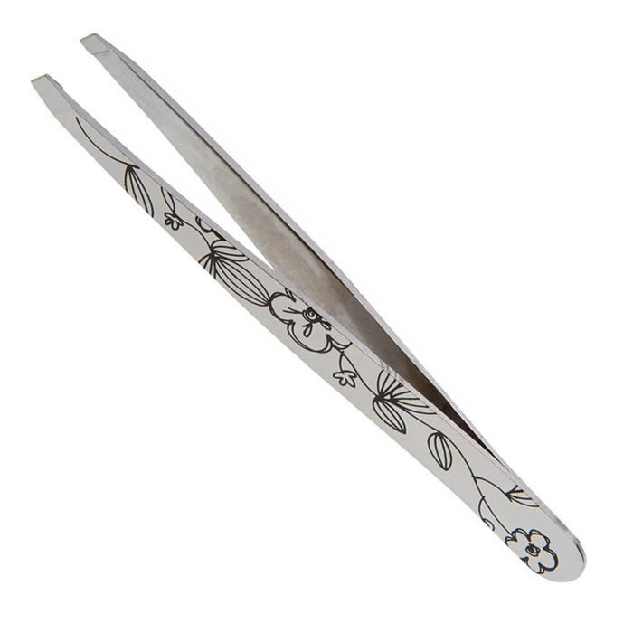 Пинцет для бровей Solinberg 022з (ручная заточка), цветной, наклонное окончание с четкими гранями.