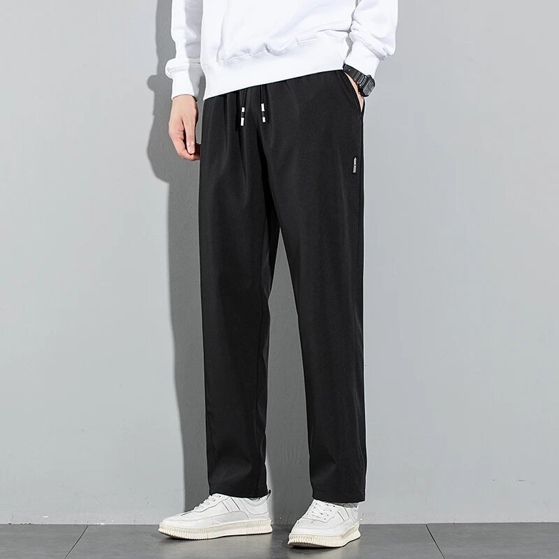Ледяной шелк мужские брюки черные серые slim fit 4XL, 709-hei