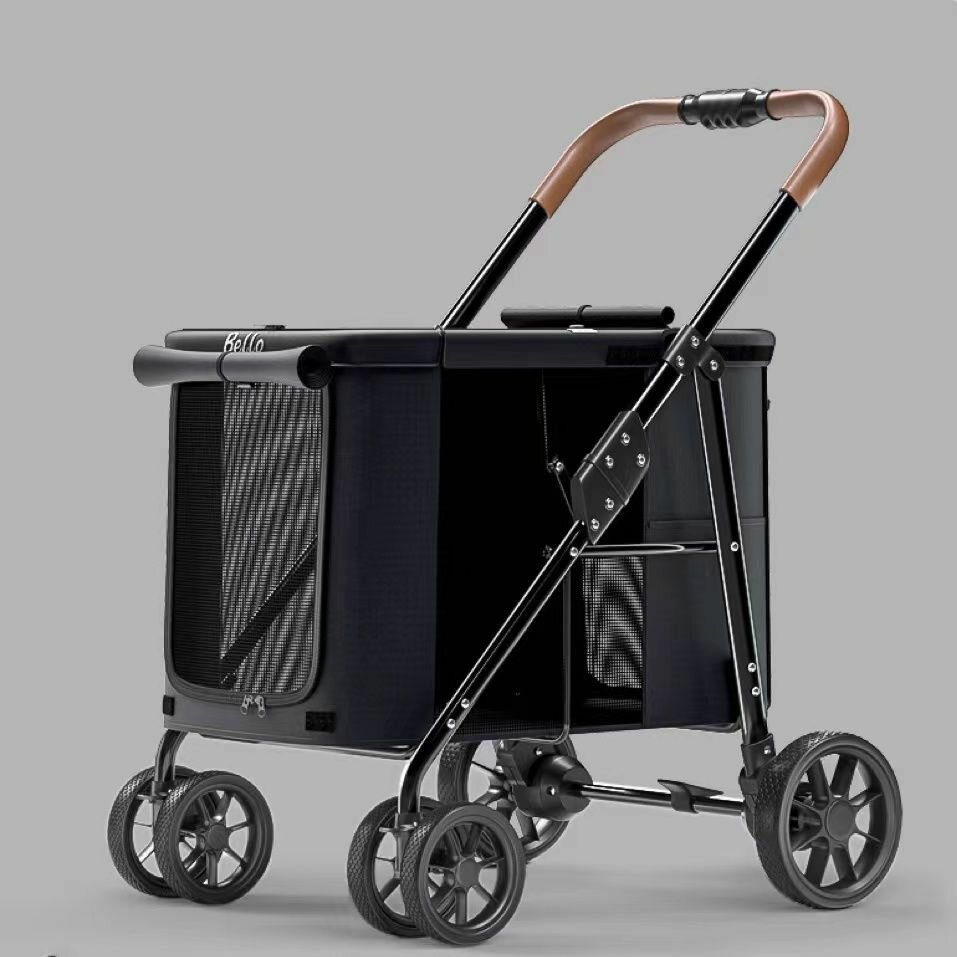 Высококлассный прогулочная коляска для домашних животных, подходит для средних и крупных собак(30 кг), большая вместимость, складная. Инвалидная коляска (тележка) для собак и кошек, черное