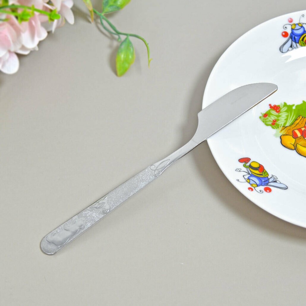 Нож столовый детский "Колобок", нержавеющая сталь, с орнаментом на ручке