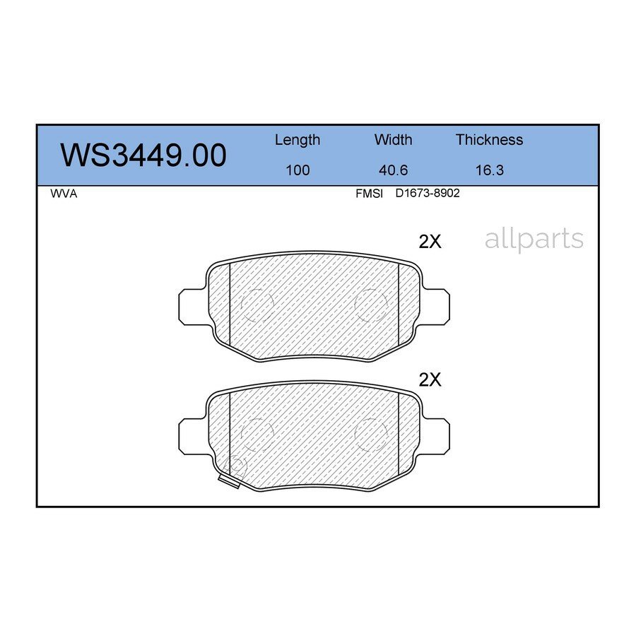JEENICE WS344900 Колодки тормозные дисковые | зад |