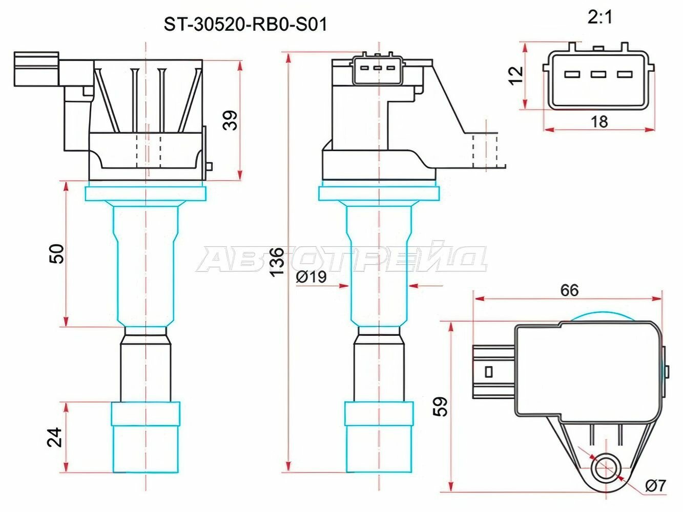 Катушка зажигания для Хонда Сити, Цивик, Инсайт, Джаз арт ST30520RB0S01 SAT