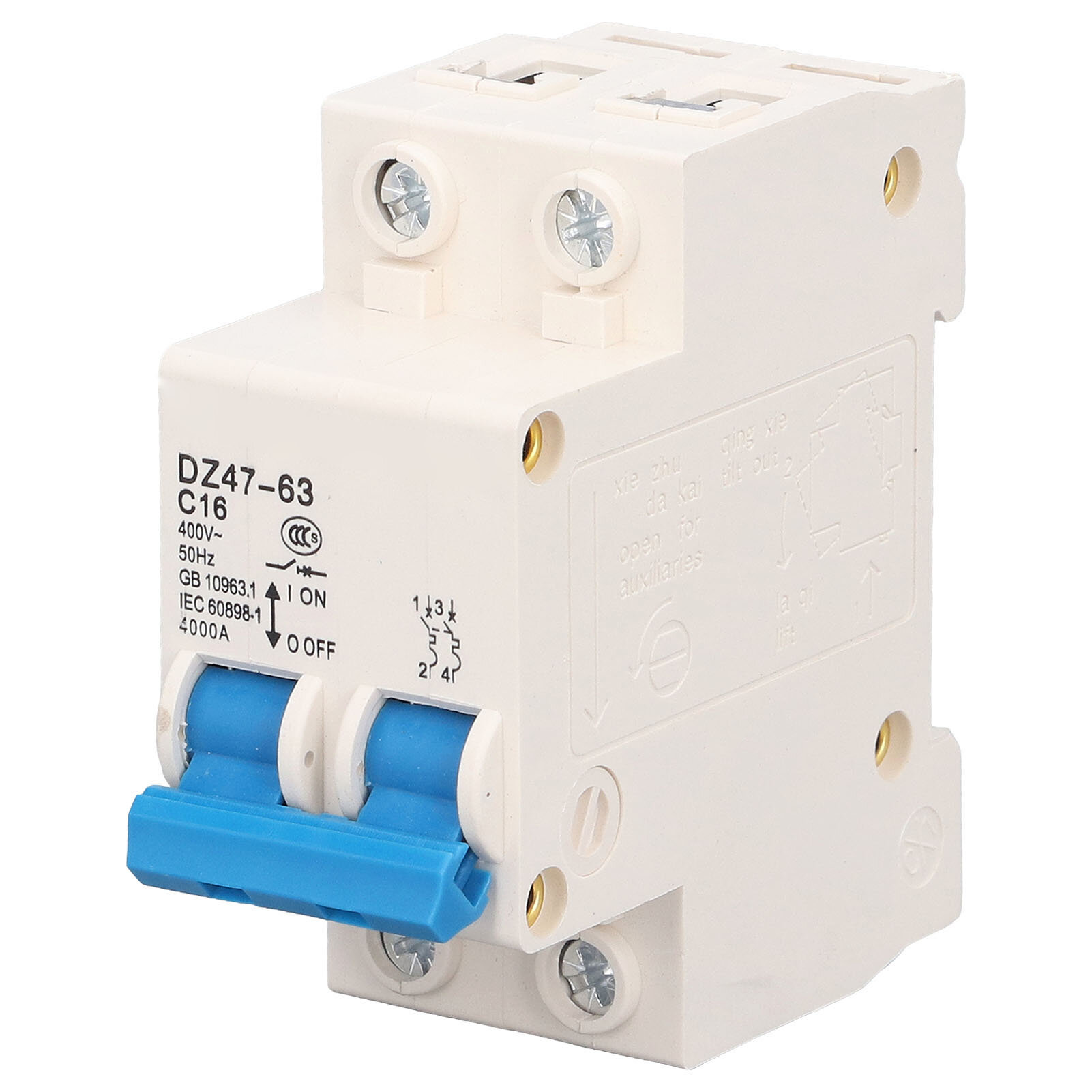 Миниатюрный двухполюсный автоматический выключатель с многофункциональной защитой, высокой степенью безопасности, 16 А, 220 В, защита от утечки тока.