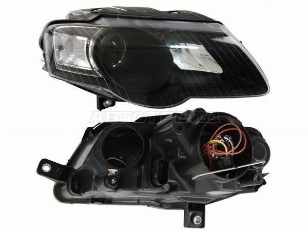 Фара Пассат Б6 черная Passat B6 с корректором.