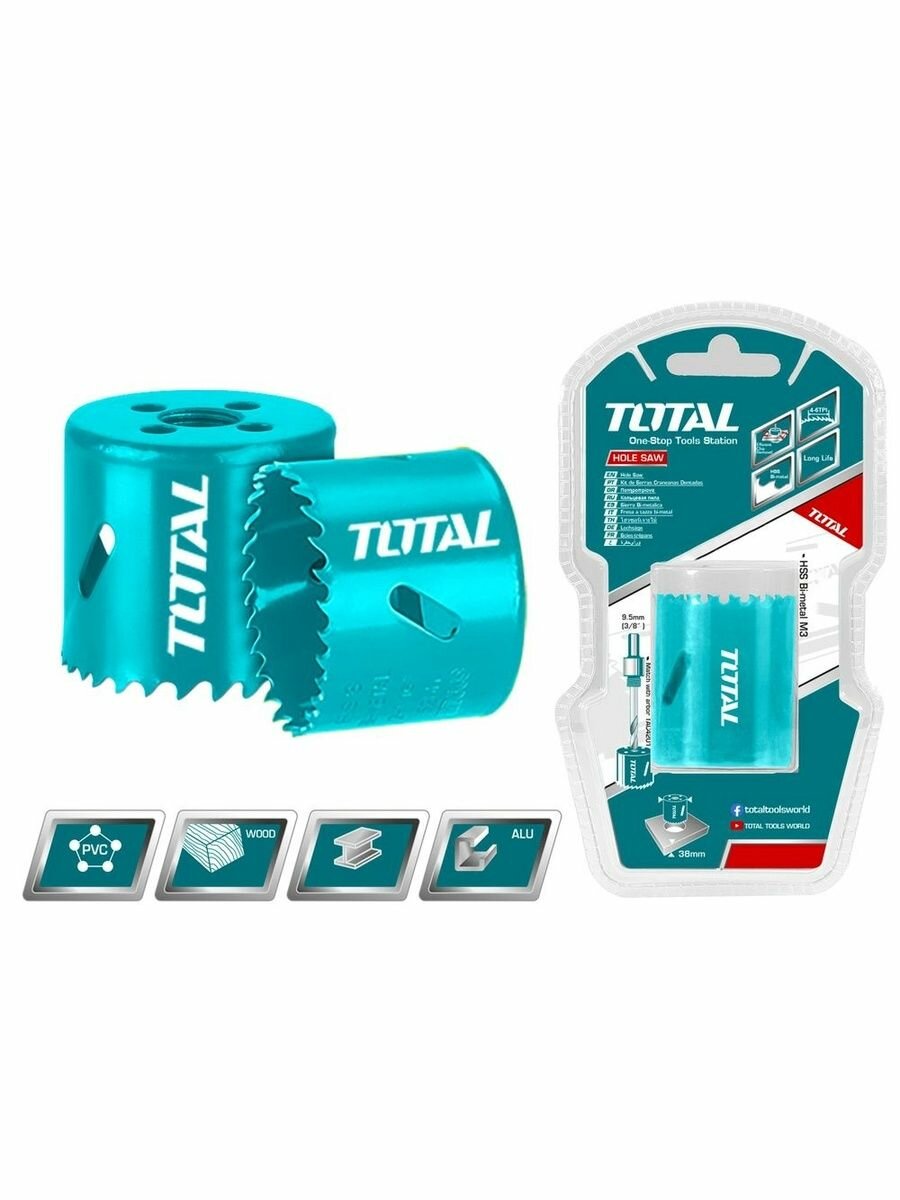 Коронка TOTAL TAC410291, биметаллическая, 29мм, глубина сверления 38мм