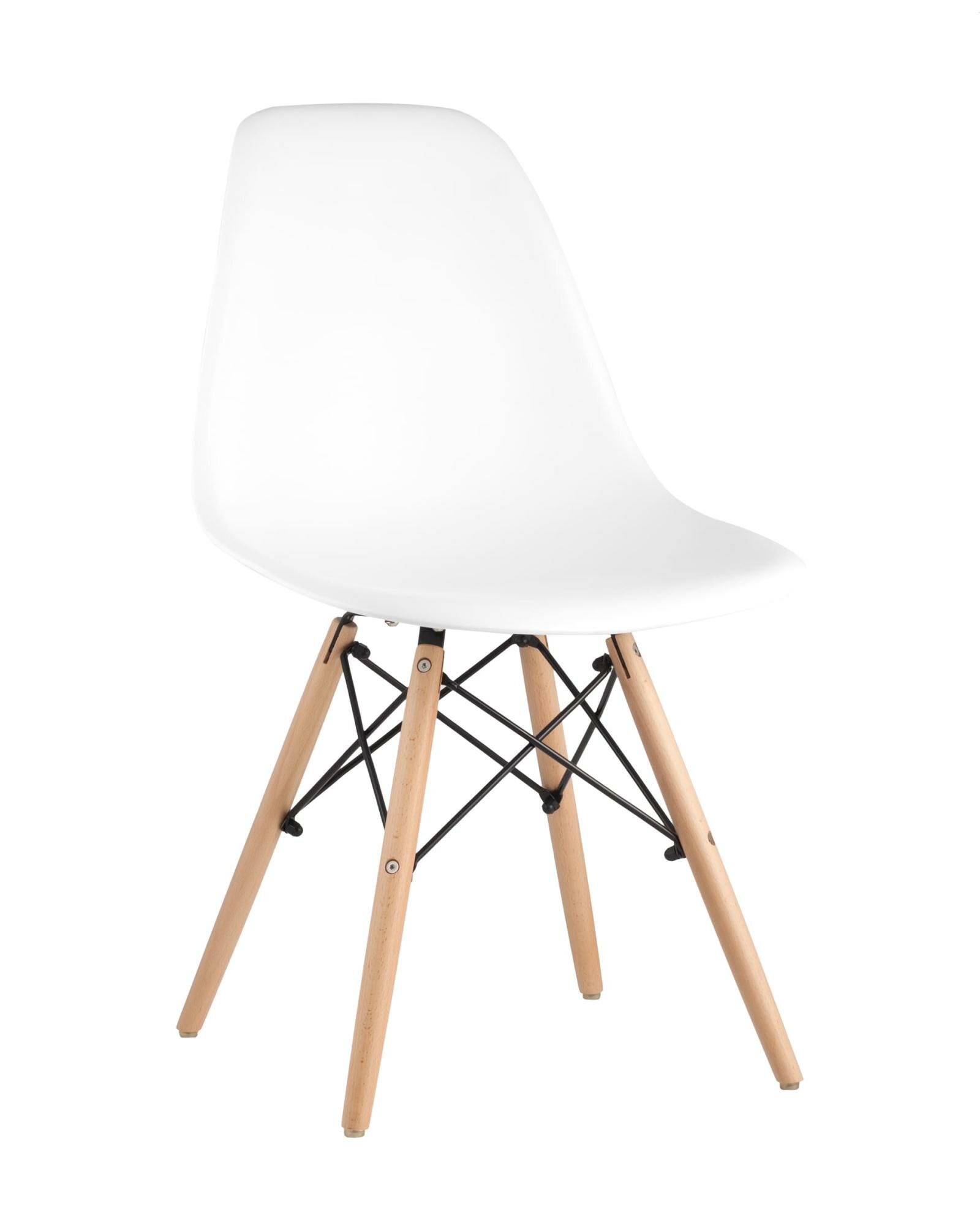 Стул Eames Style DSW STOOL GROUP белый, пластик, дерево, твердое сиденье, без подлокотников