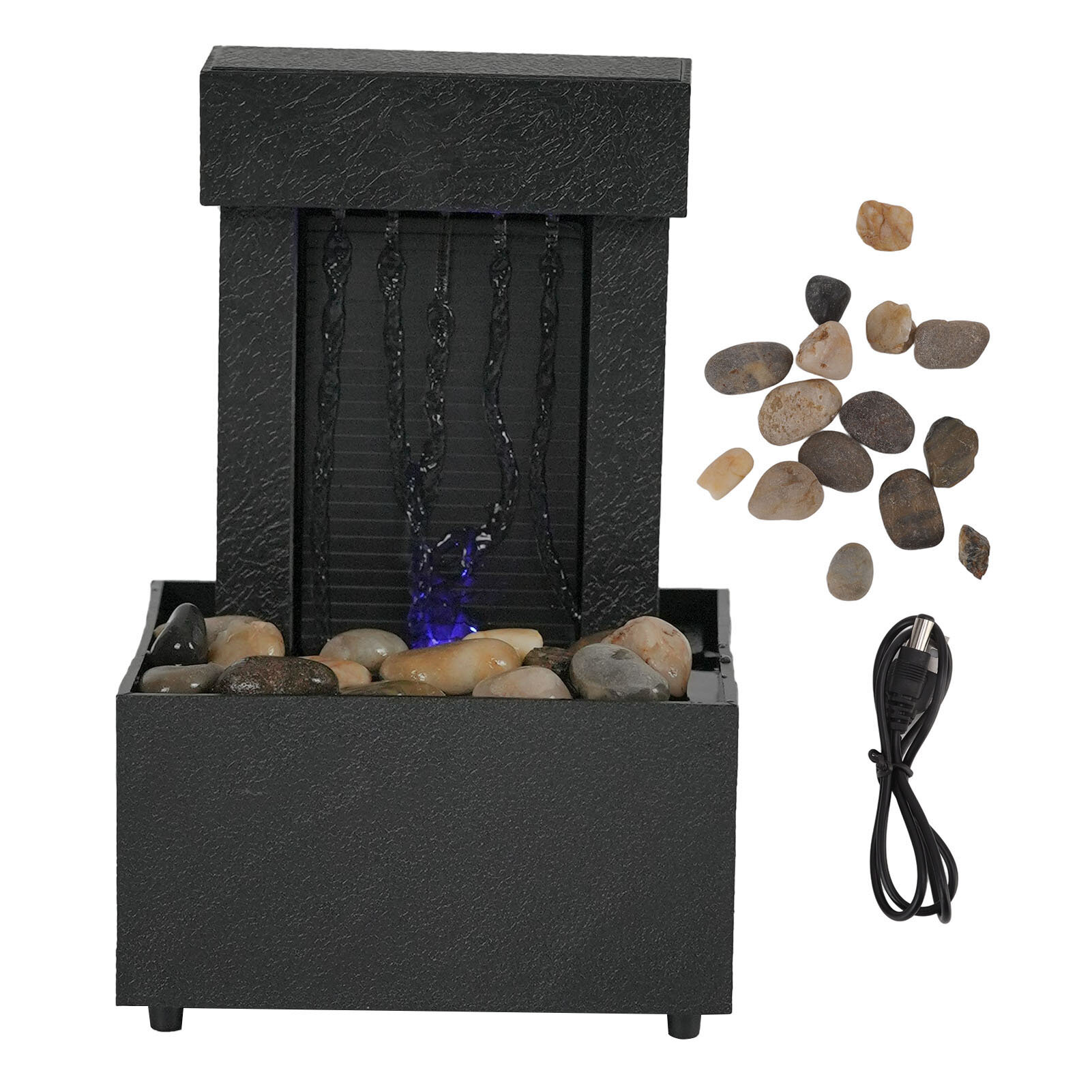 Водопад световой шоу настольный фонтан с натуральными речными камнями.