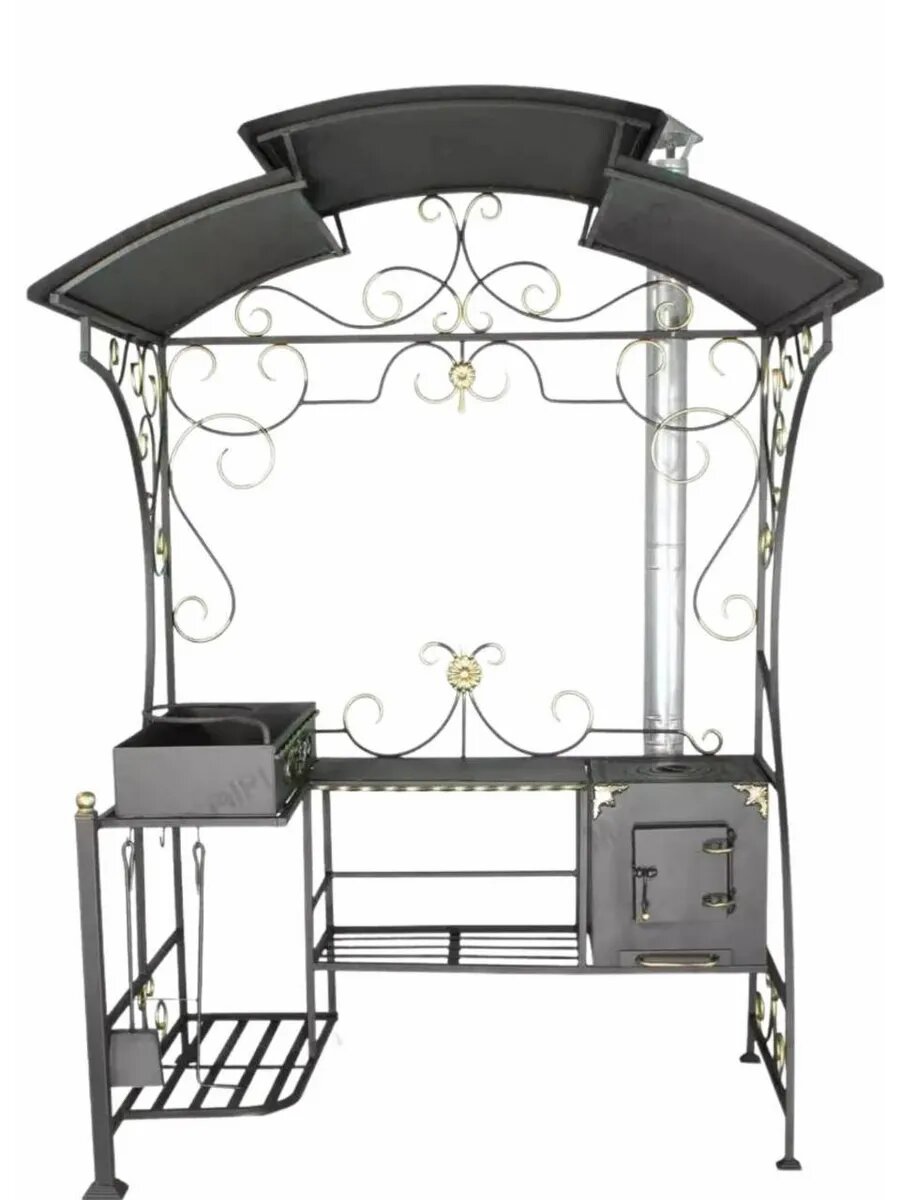 Мангал "Модерн new", с крышей, для дачи и дома мегаполис 220 х 155 х 105 см