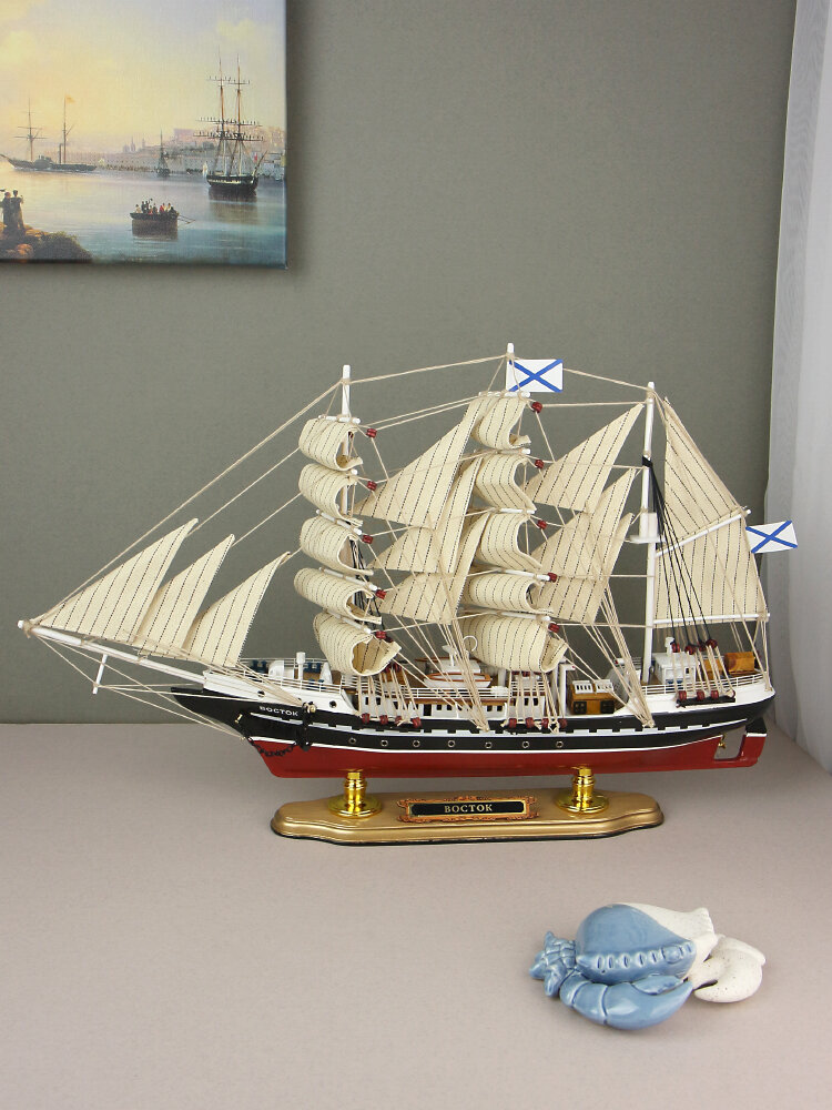 Модель парусника METEOR LIGHTS "Восток", коллекционная, ручная работа, дерево, 52 см