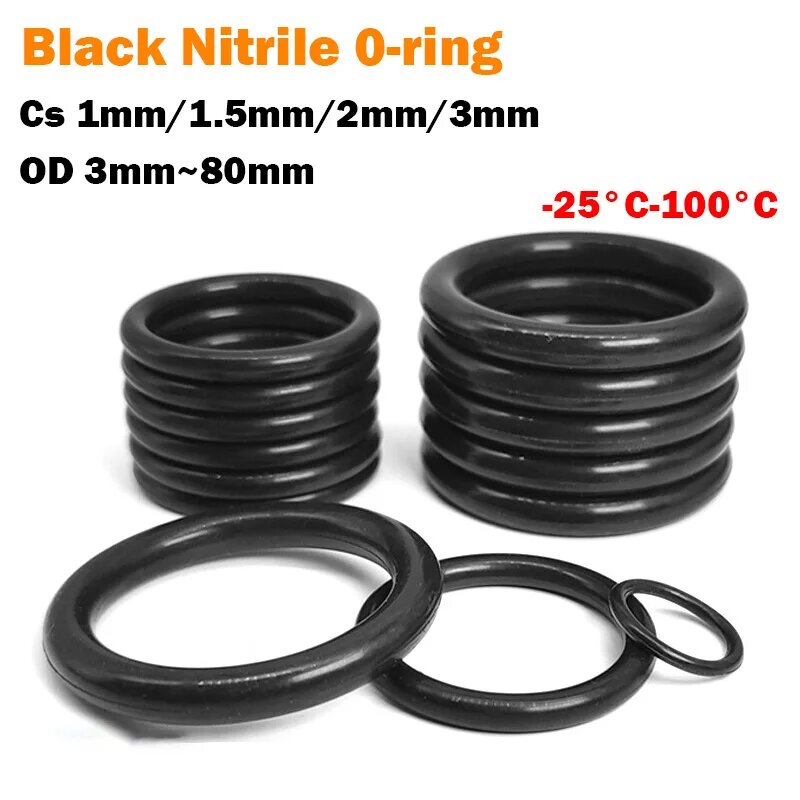 Черные нитриловые уплотнительные кольца 1мм/1.5мм/2мм/3мм, наружный диаметр 3-80мм OD 16mm(30Pcs), CS 1.5mm