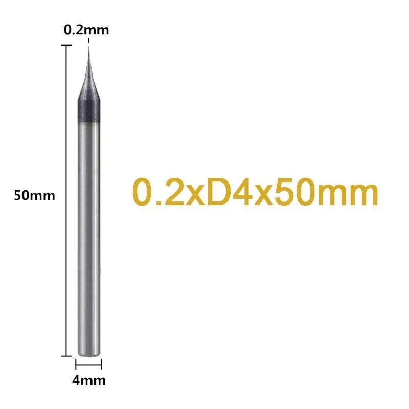 Высокое качество 0,2-0,9 мм Micro 2 флейты плоская концевая фреза с ЧПУ хвостовик 4 мм концевая фреза из карбида вольфрама мини-фреза D0.2x0.4xd4.0x50mm