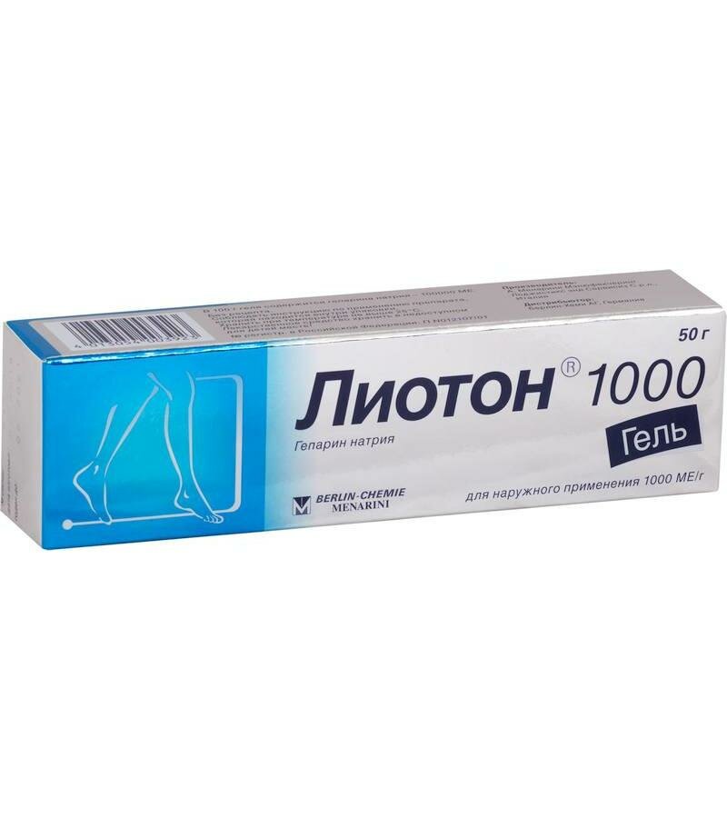 Гель Лиотон 1000, гель 1000 ЕД/г, 50 г , антикоагулянт, для варикоза, ушибов, гематом и хронической венозной недостаточности