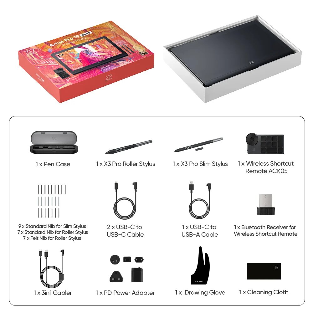 Графический планшет-монитор XPPen Artist Pro 19 (Gen 2) 4K с 99,8% sRGB, стилус X3 Artist Pro 19 4K