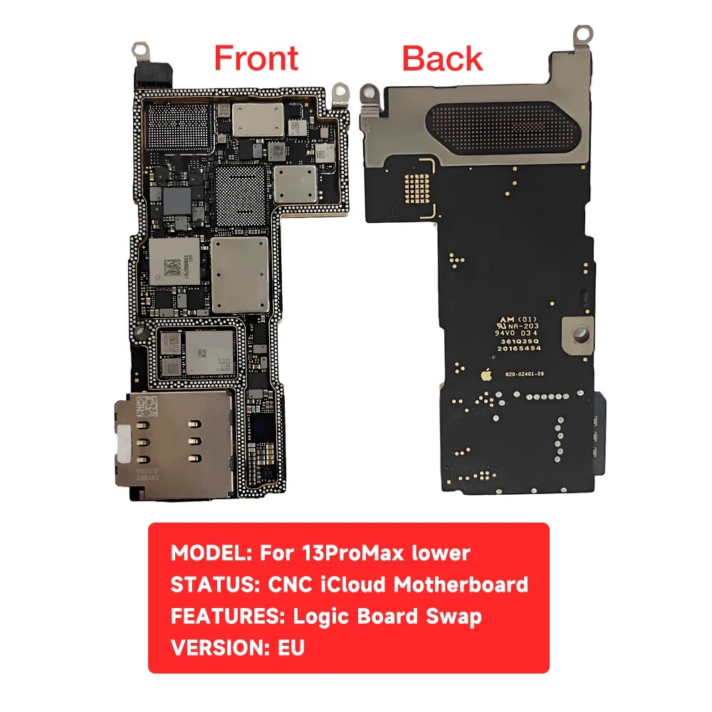 Полированная материнская плата CNC CUT для iPhone 13 Pro Max 4G 5G, логическая плата, 13PM Lower EU