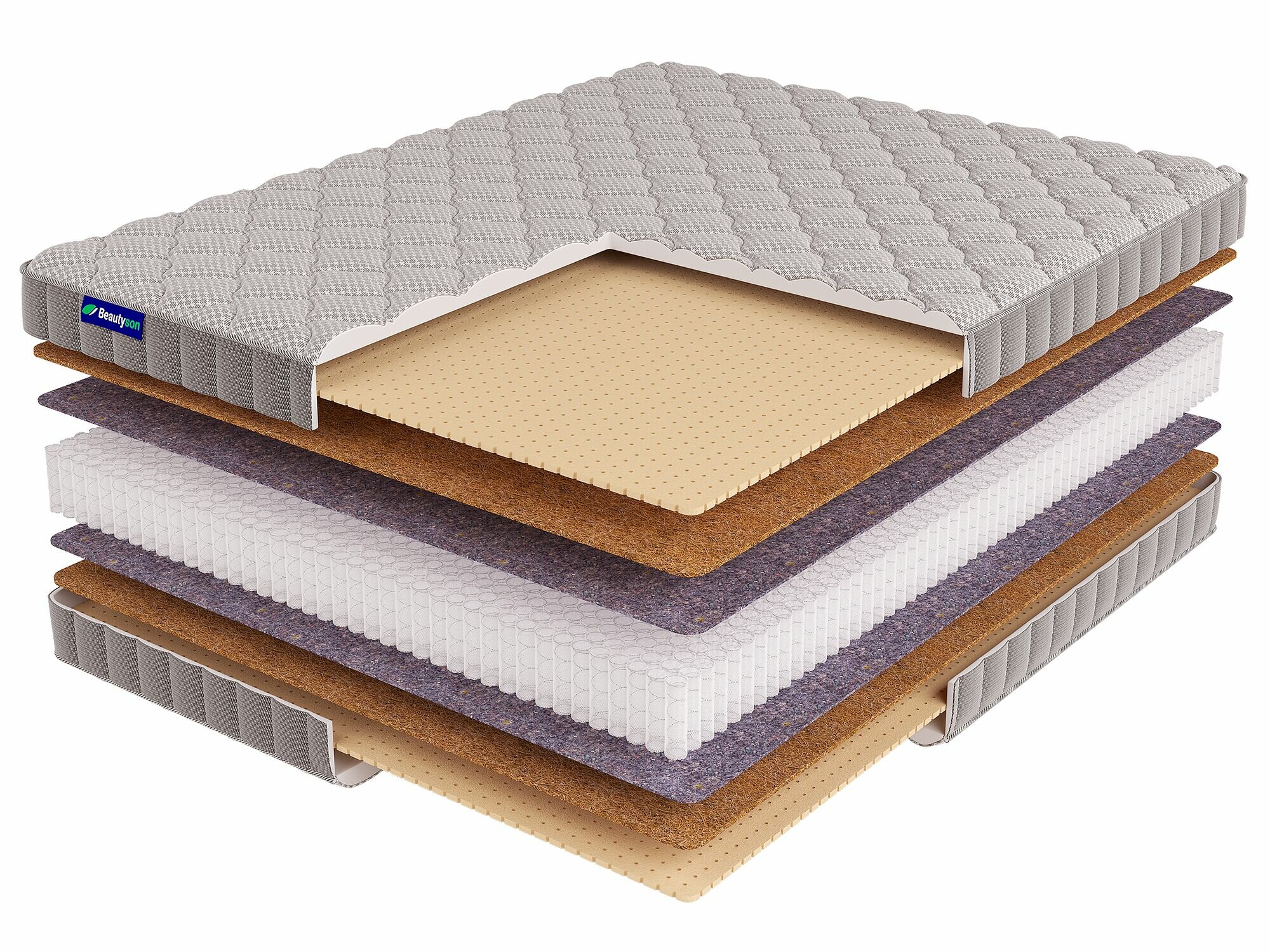 Матрас Beautyson Roll Spring Mix S1200 180х200 высота 17 см анатомический средней жесткости кокосовый латексный