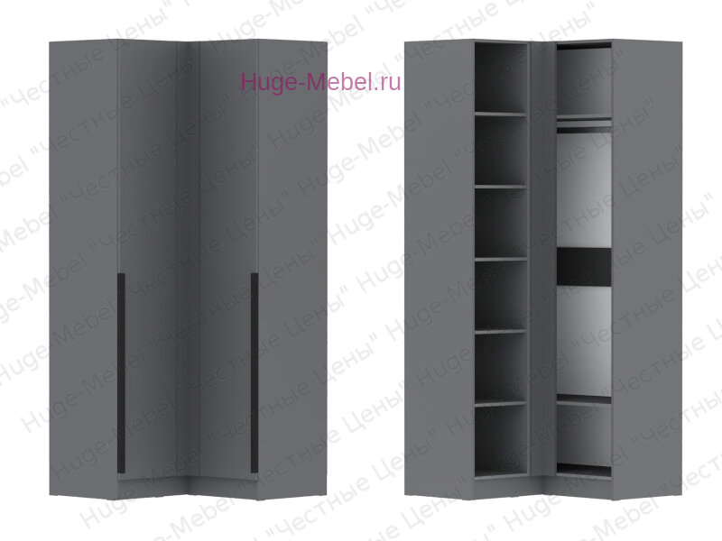 Угловой шкаф "Мадрид" графит (угол прямой) Huge Mebel. Ширина 1000 Высота 2300. Угловые шкафы
