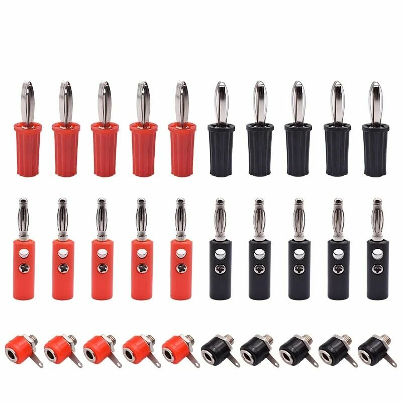 10 шт. 4 мм красный черный мужской женский банановый разъем аудио разъем для подключения усилителя адаптер винтовые клеммы разъемы