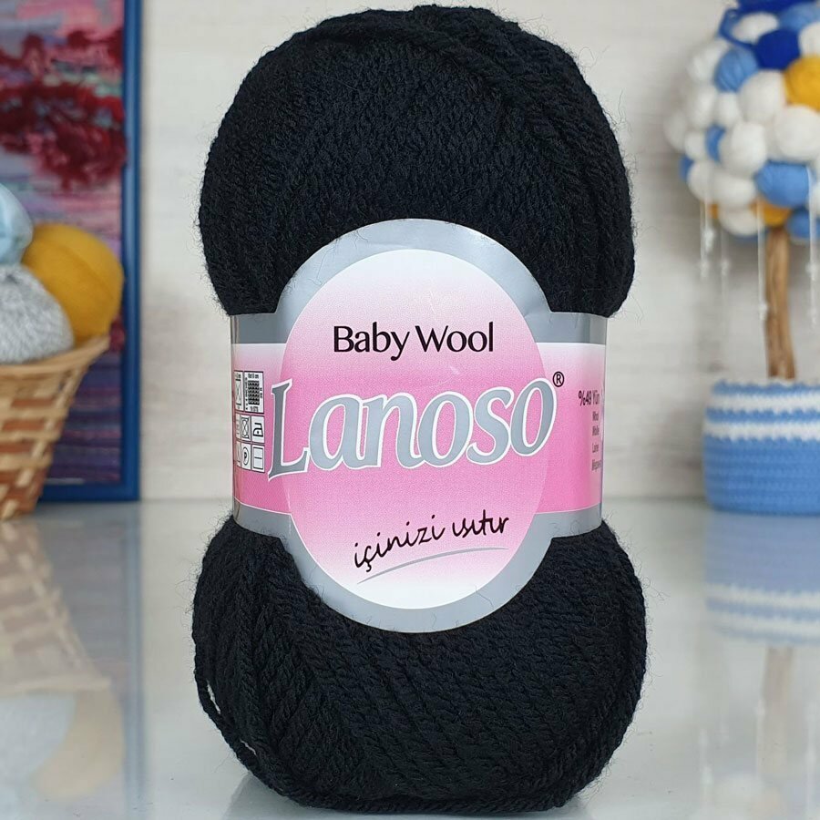 Пряжа Lanoso BABY WOOL 501 черный (10 мотков)