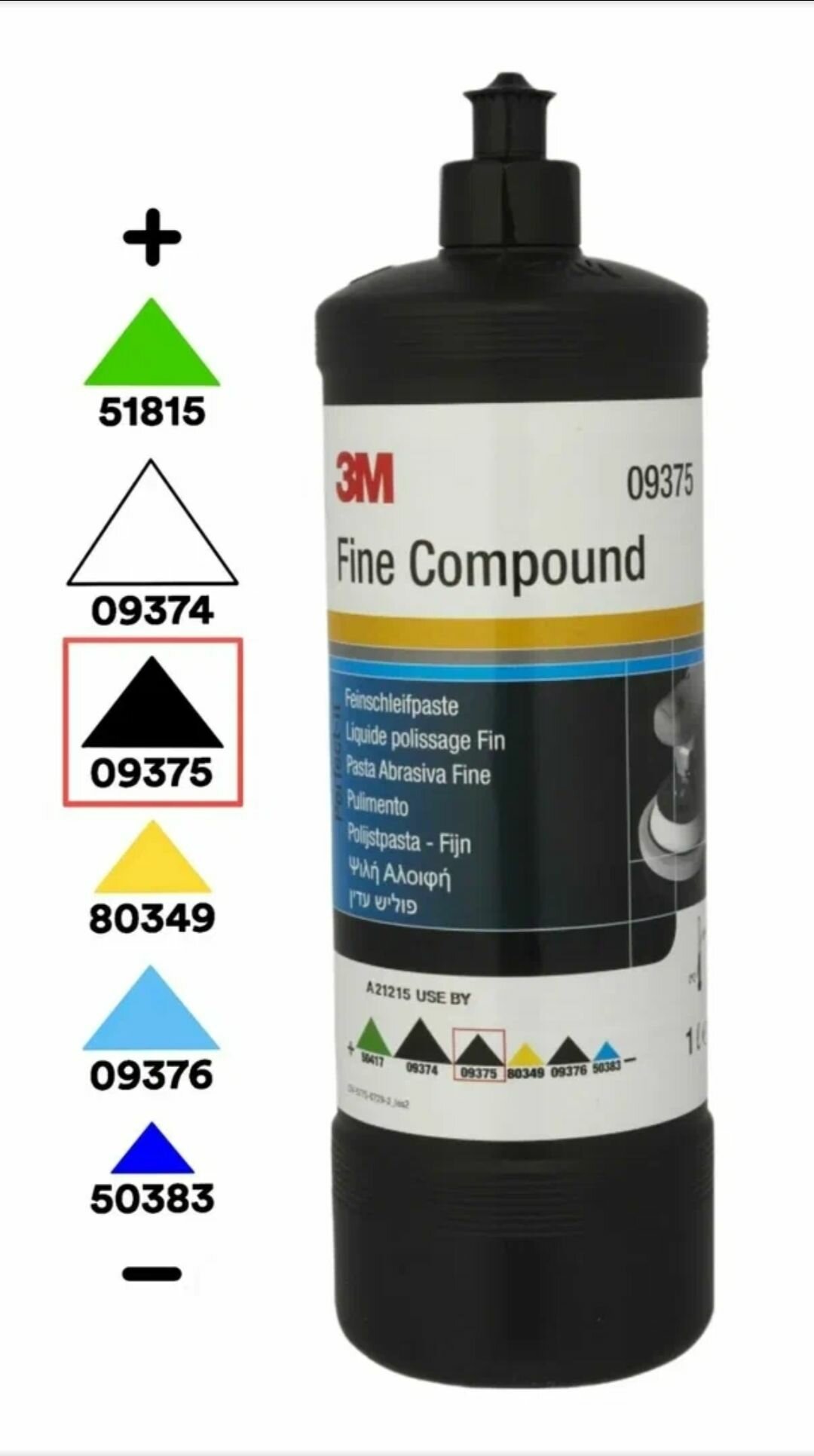 Полировальная паста для автомобиля 3М 09375 Fine Compound, абразивная паста, 1кг