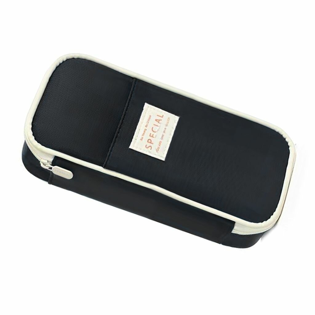 Портативный пенал с четырьмя окошками, простая, вместительная, многофункциональная сумка для хранения, канцелярские принадлежности для старшеклассников и мужчин-черный