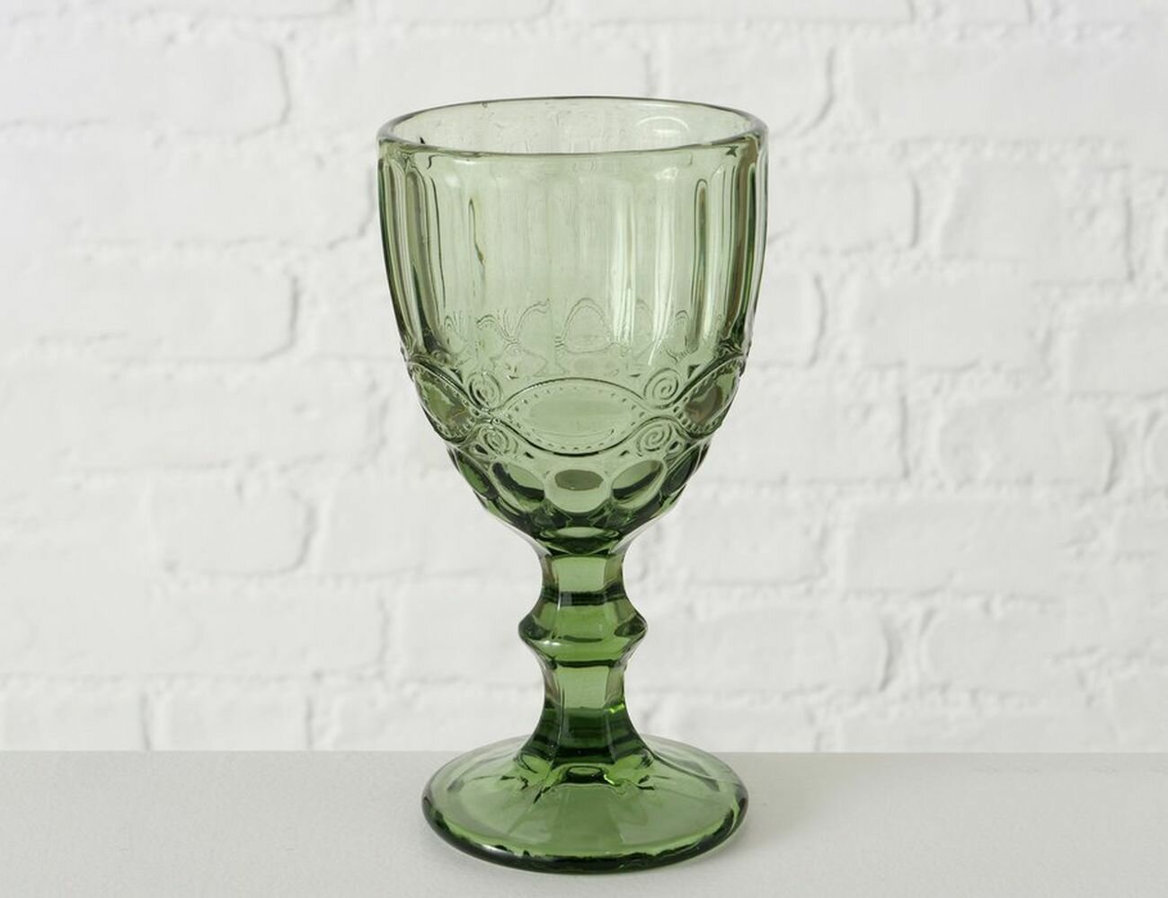 Бокал для вина благородный кубок с узором, стекло, зеленый, 17 см, Boltze 2017841-1