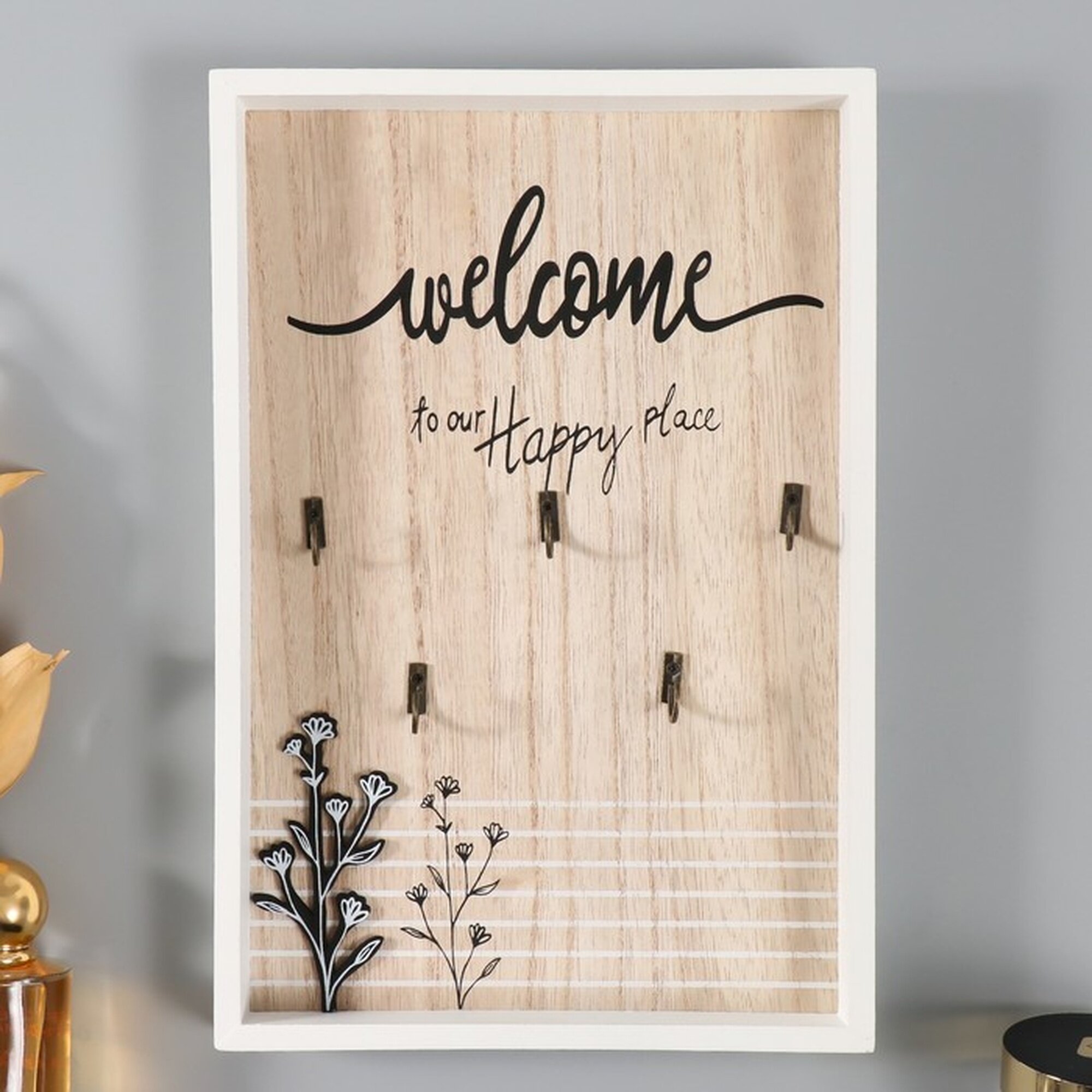 Настенные крючки Сима-ленд «Цветение», декоративные, дерево, 20x30 см