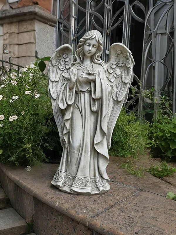 Фигура садовая Babaer "Ангел", полиэфирная смола, ручная резьба, белая