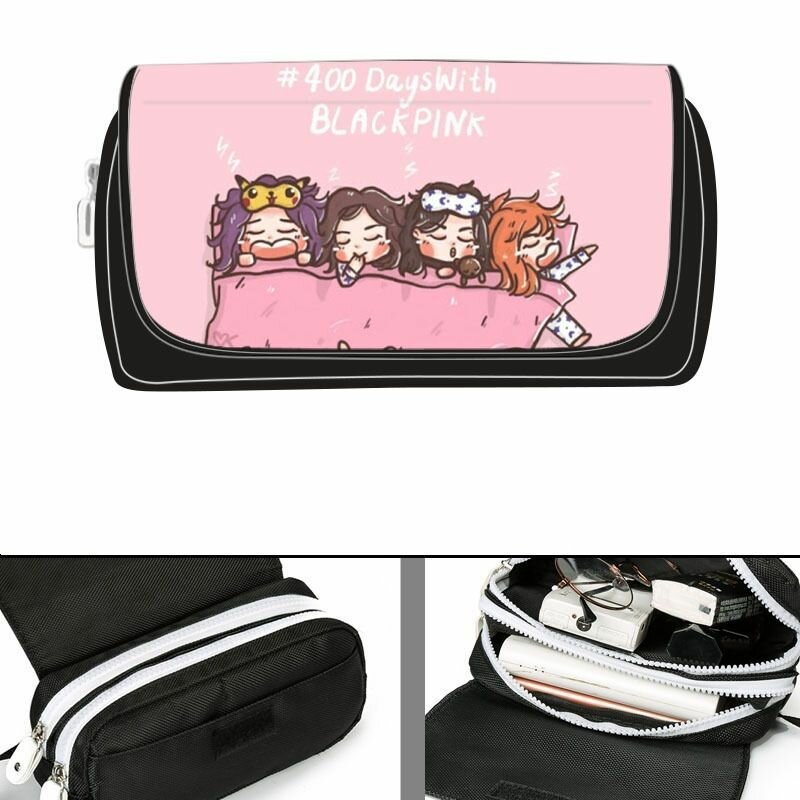 Пенал школьный канкен для девочки блэкпинк BLACKPINK черный Лева BPBD220709 01R 02 -KP
