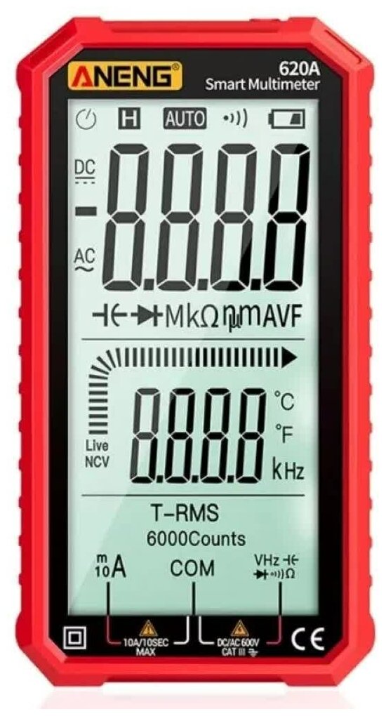 Цифровой мультиметр Aneng 620A，Ультратонкий полноэкранный интеллектуальный мультиметр，мультиметр цифровой автоматический