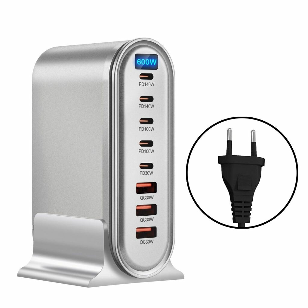 Высокоэтапное зарядное устройство для быстрого зарядки зарядное устройство для быстрого зарядки, Серебряная нить - EU