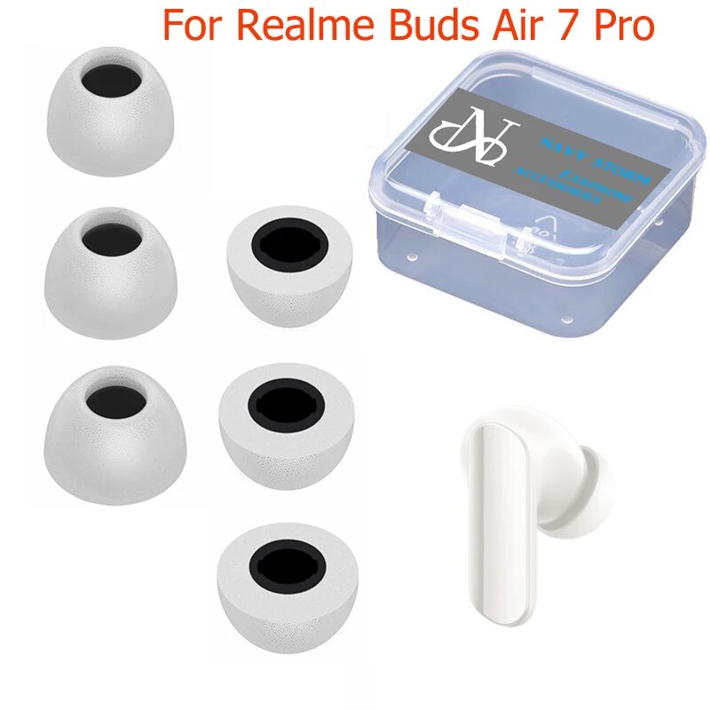 NavyStorm Амбушюры для Realme Buds Air 7 Pro из MemoryFoam 3 пары Светло-серый