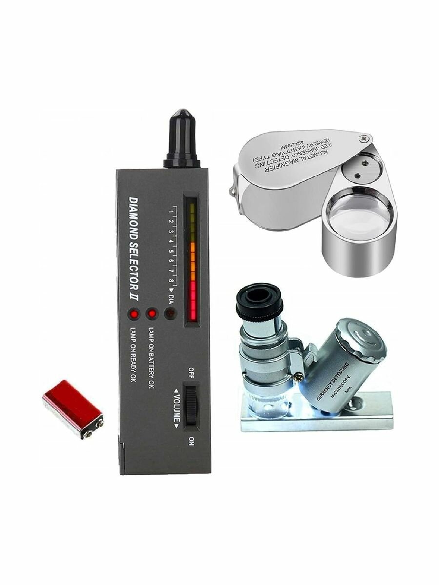 Ручка Для Проверки Бриллиантов, Ювелирный Тестер Бриллиантов С 60-Кратным Светодиодным Увеличением