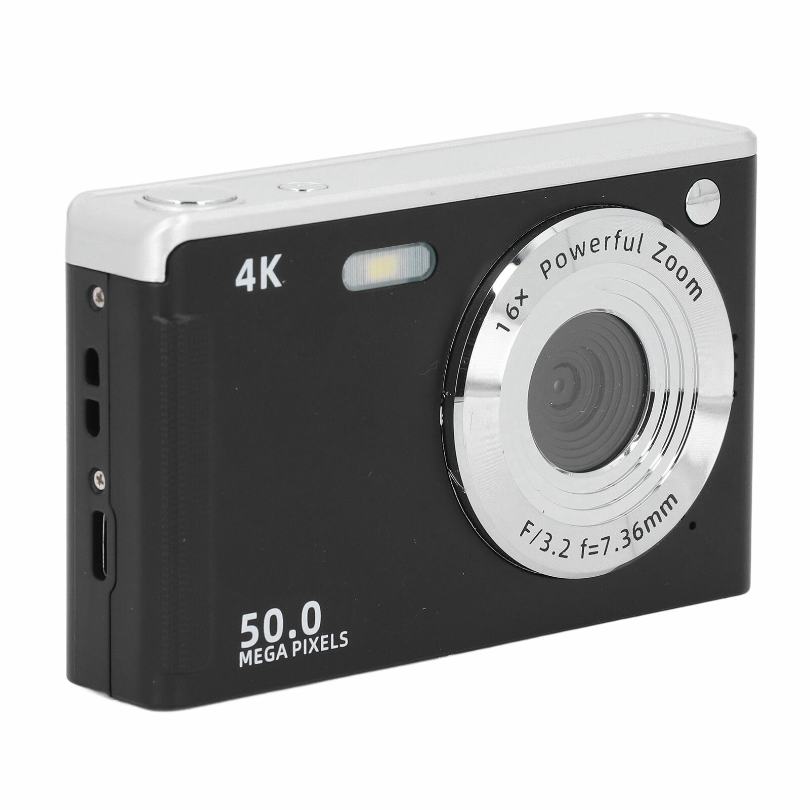 Цифровая камера 4K с 16-кратным зумом, анти-трясением, 50 МП, автофокусом для детей и студентов, черная
