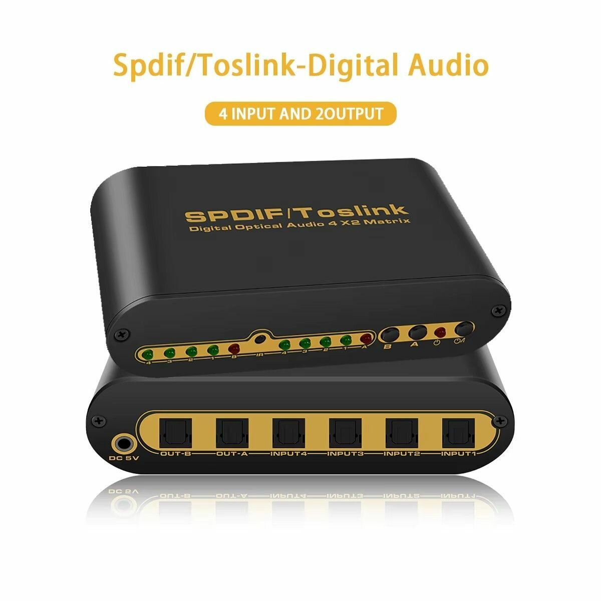 Цифровой аудио матричный коммутатор 4x2 SPDIF Оптический разветвитель Toslink Цифровой премиум-качество 4 в 2 выхода