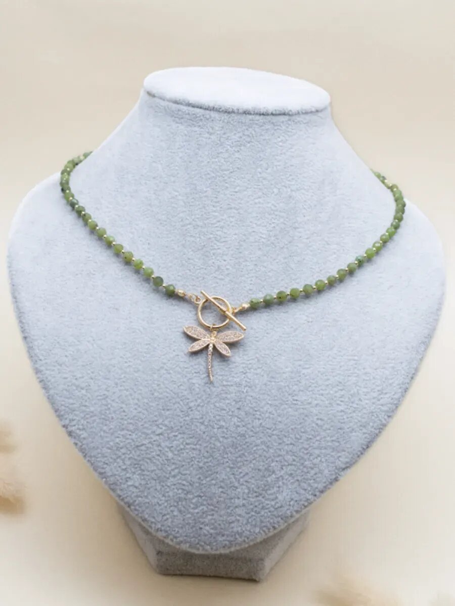 Колье, фианит, нефрит