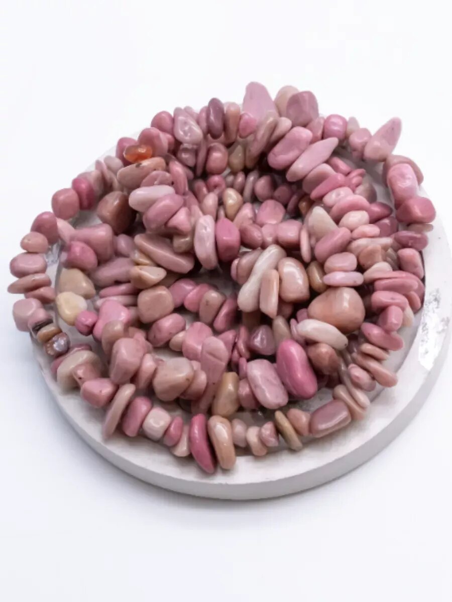 1420 Розовый родонит осколки 1 нить для поделок качество А++