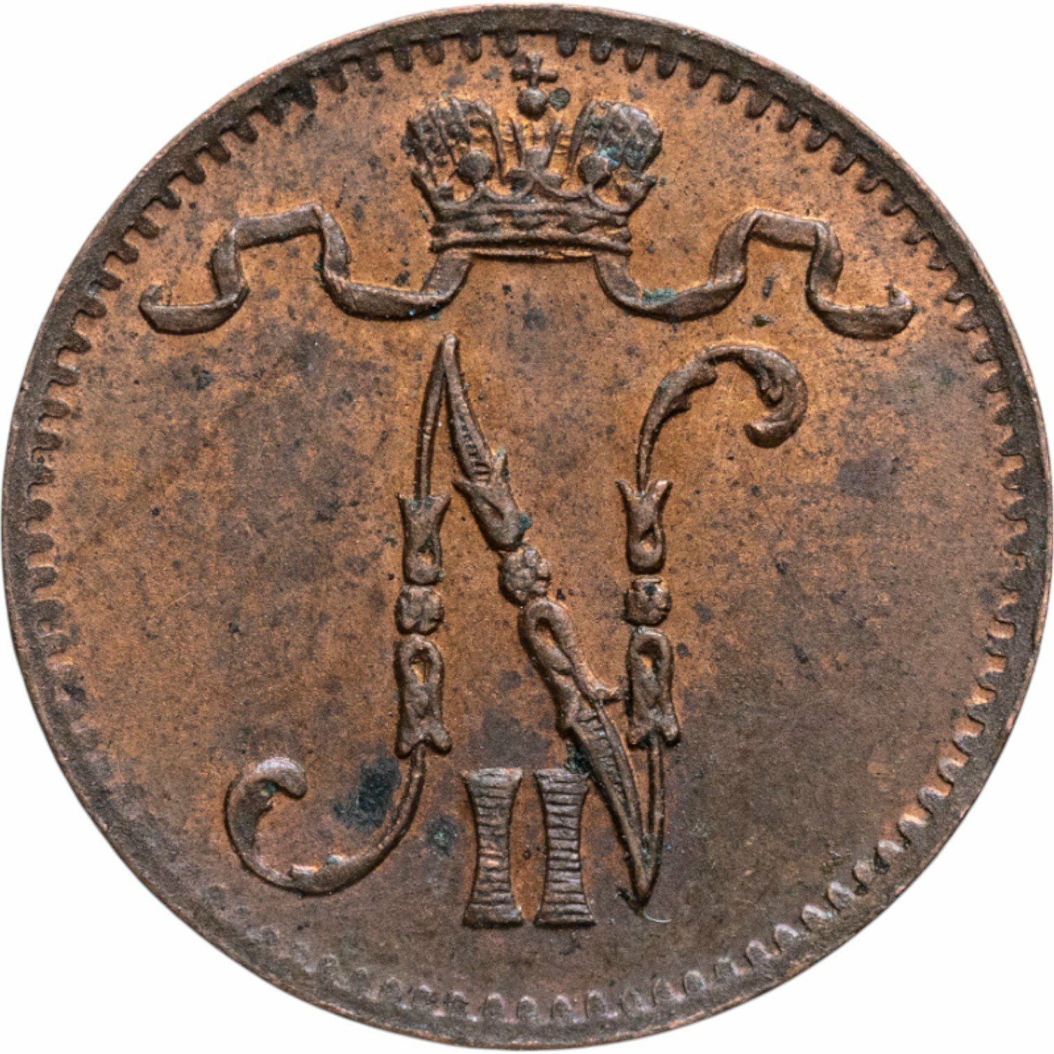 1 пенни penni 1913 Российская Финляндия, Медь, в сохранности UNC