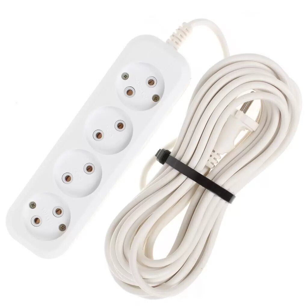 Удлинитель сетевой 10 метров, 4 гнезда, без заземления, Jett, РС-4