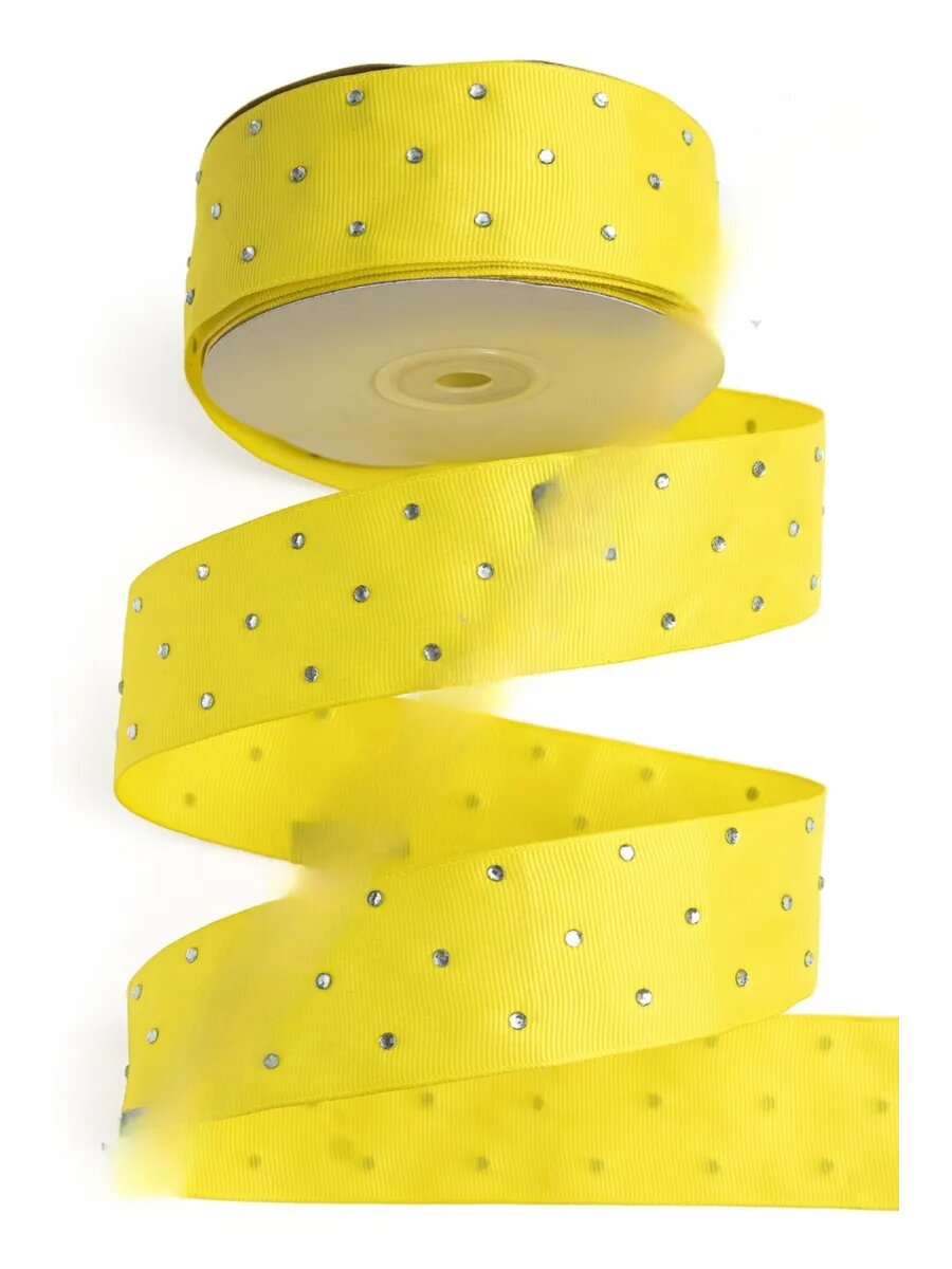 Лента репсовая со стразами 4см (9м)