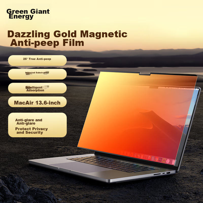 Llano Privacy Screen Protector for Apple Laptops, Gold Anti-Glare Film, Compatible with Macbook Air 13.6-Inch Screen, Magnetic Privacy Screen Film, A3240