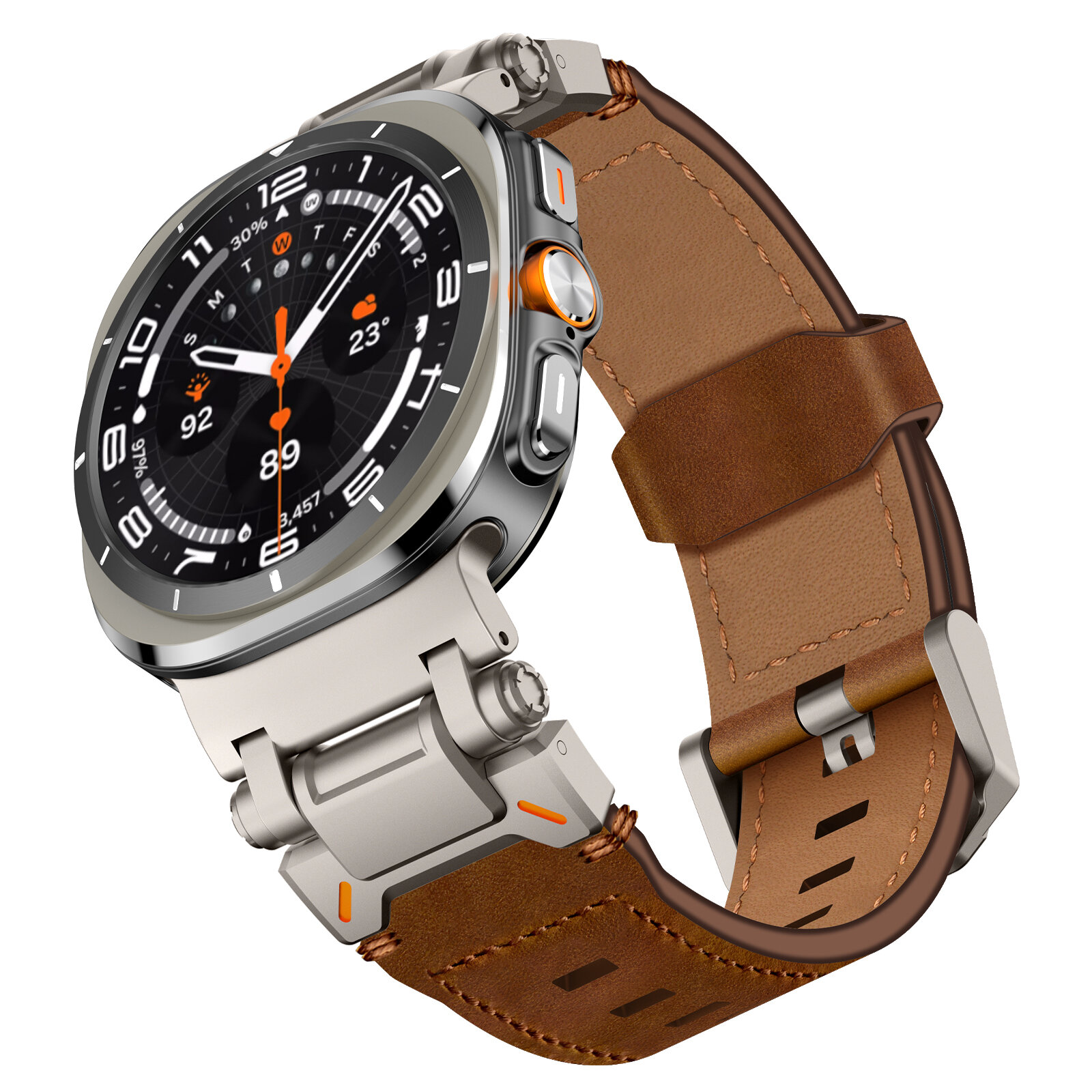 Стильный кожаный ремешок для Samsung Galaxy Watch Ultra 47 мм, Роскошные ремешки для деловых часов для Samsung Watch Ultra-ROMIKY