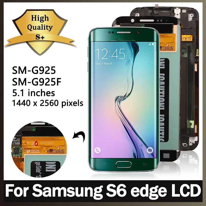 5,1-дюймовый AMOLED для Samsung S6 Edge ЖК-дисплей G925 G925F, дигитайзер сенсорного экрана в сборе, запасные части с рамкой Black With Frame
