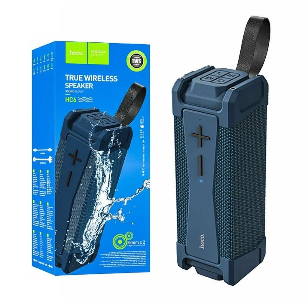 Портативная беспроводная колонка Hoco HC6 Magic Sports 20W, BT5.0, AUX, FM, MicroSD, 4000mAh, синий
