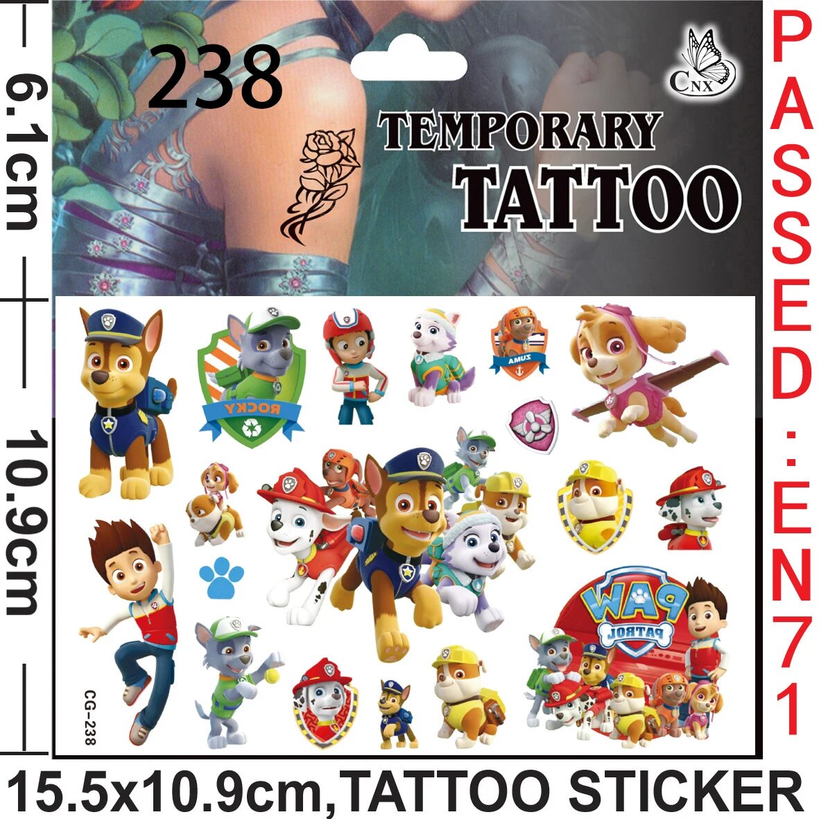 Paw Patrol временные наклейки на тату, 238