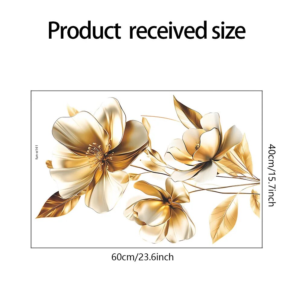 Золотые цветы Декоративные виниловые наклейки на стену Для декора стен Самоклеящиеся обои Наклейка на мебель Аксессуары для спальни Декор комнаты