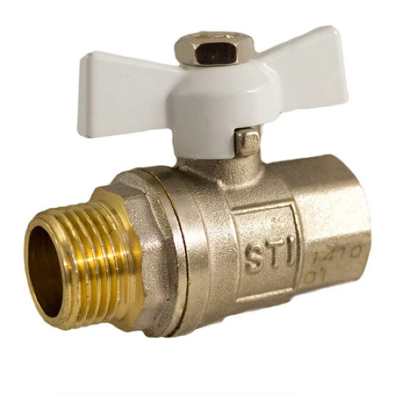 Кран шаровой латунный никелированный 1" (25mm) STI Штуцер-Гайка бабочка
