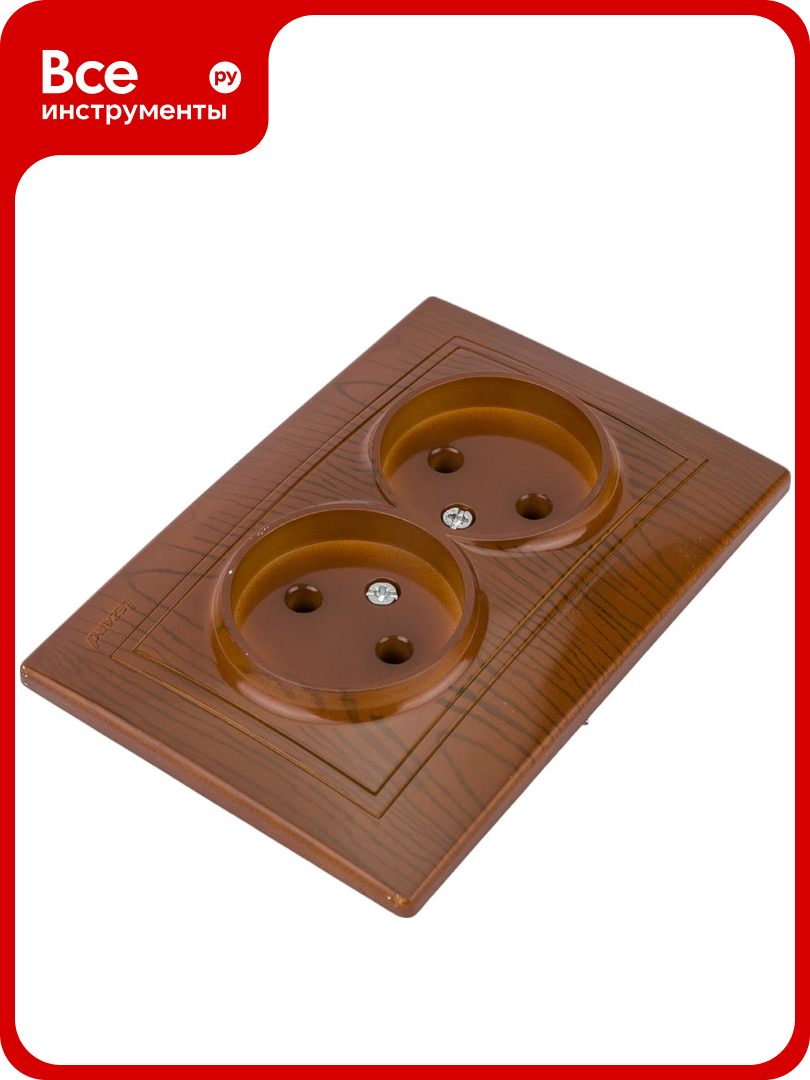 Розетка Lezard Мира х2 без заземления сосна 701-0801-128