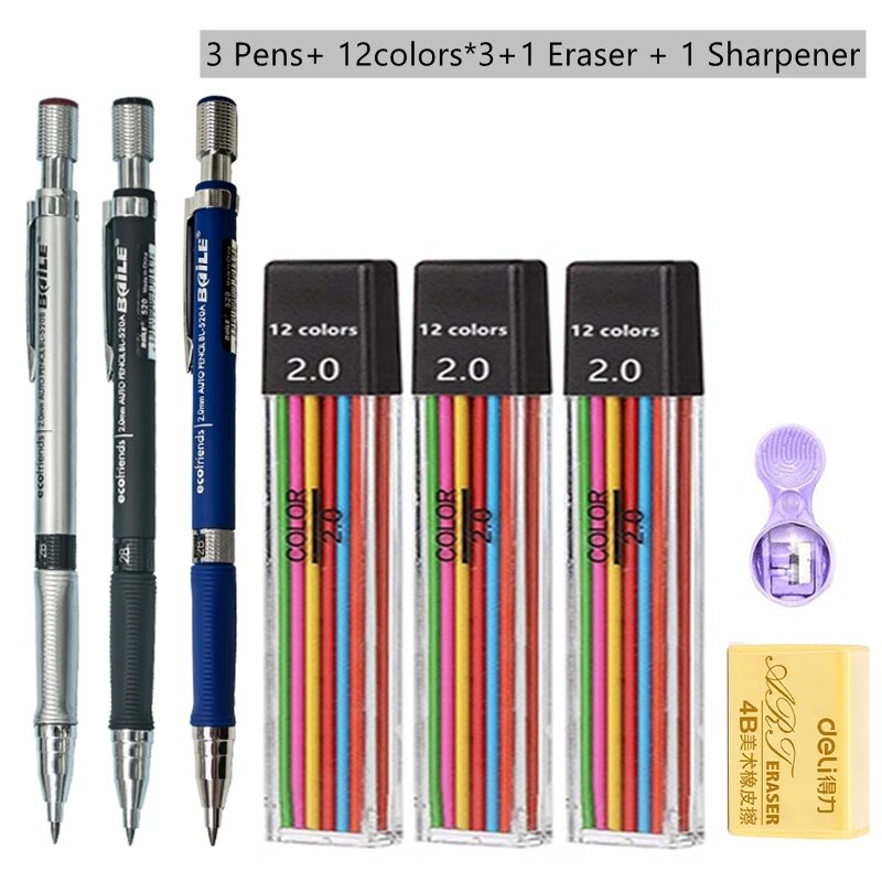 Цветные механические карандаши Hopk 12 цветов 2.0 мм Color Pencil set C