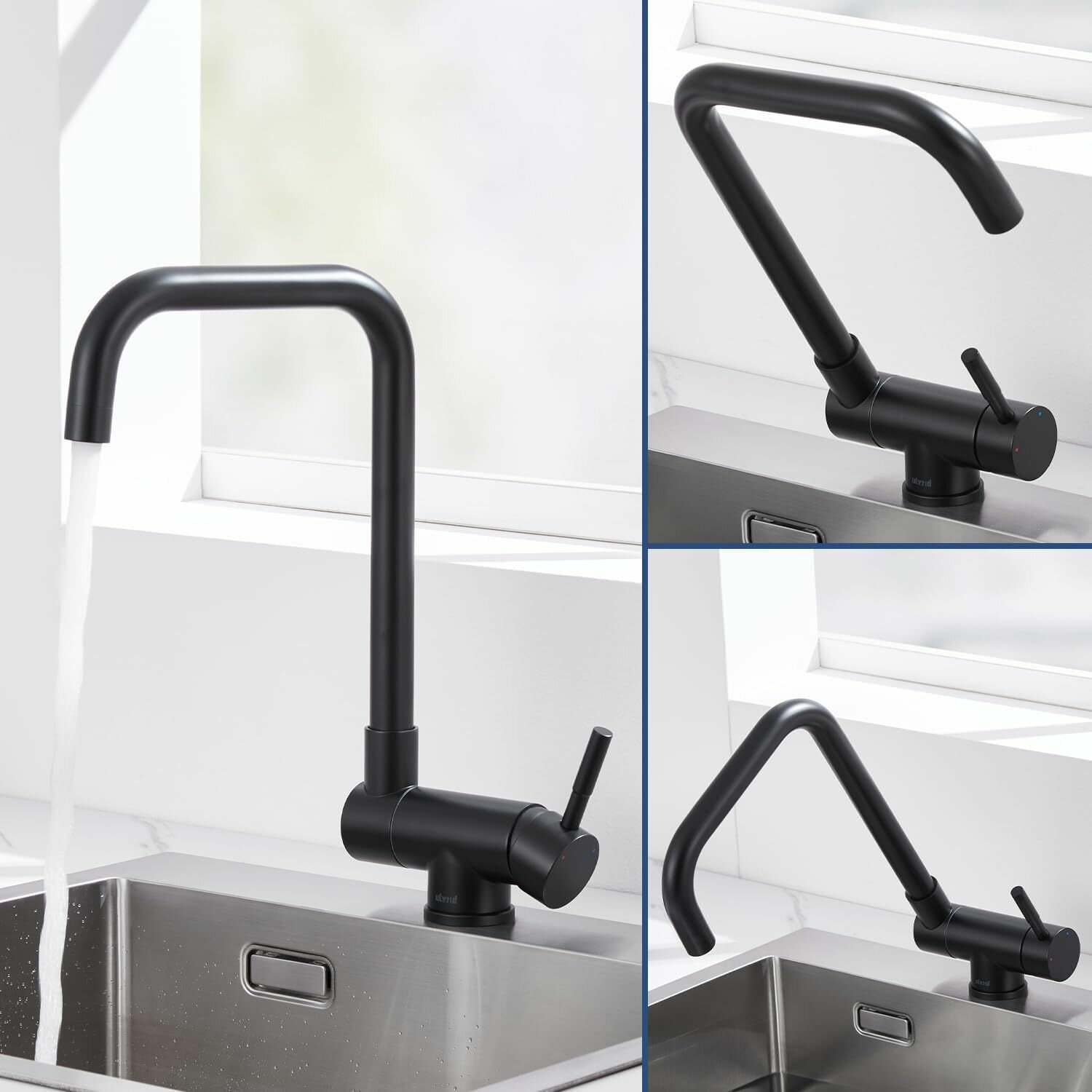 Кухонный кран складной, смеситель высокого давления для кухни с 2 типами струй, одноштоковая кухонная раковина Amatur из нержавеющей стали с возможностью поворота на 360